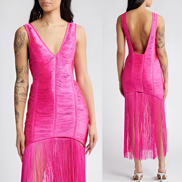 ASOS | Dresses | Asos Womens Barbiecore Party Dance Fringe Shift Midi ...